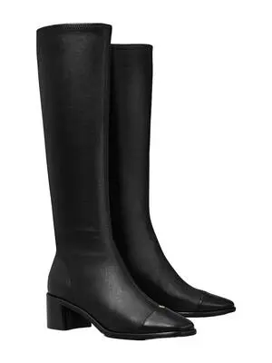 Tory Burch Cap-toe Knee High Boots - Perfect Black