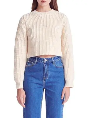 English Factory Crewneck Crop Sweater - Cream