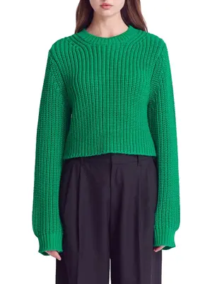 English Factory Crewneck Crop Sweater - Green