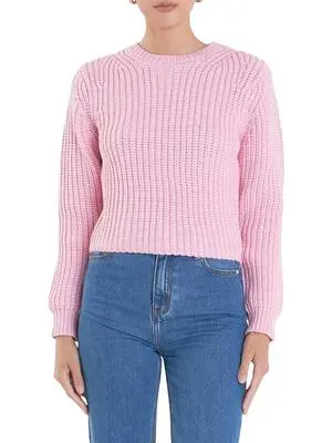 English Factory Crewneck Crop Sweater - Pink