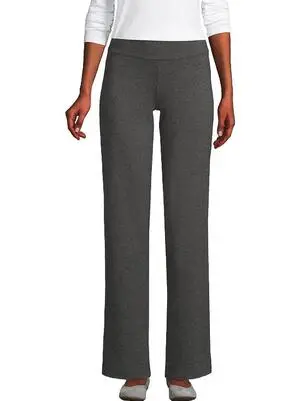 LANDS' END Mid Rise Straight Leg Knit Pants - Charcoal Heather
