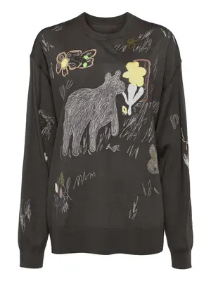 JNBY Graphic-embroidered Long-sleeved Jumper - Grey