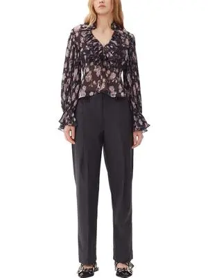 GANNI GANNI Pleated Pinstripe Trousers