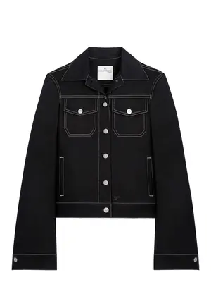 COURREGES Topstitched Denim Trucker Jacket - Black