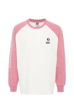 AAPE BY *A BATHING APE® Moonface Logo Raglan Long Sleeve Tee - Pink