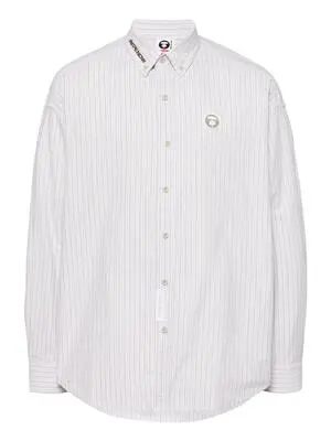AAPE BY *A BATHING APE® Logo-patch Striped Shirt - Neutrals