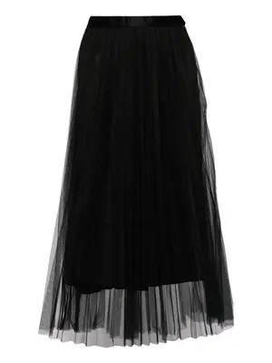 JNBY Pleated A-line Midi Skirt - Black