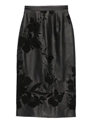 Elie Saab Embroidered Faux-leather Maxi Skirt - Black