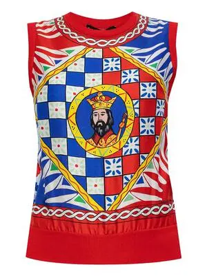 Dolce & Gabbana Carretto-print Silk Vest - Red