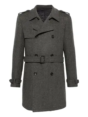 REVERES 1949 Herringbone Virgin Wool-blend Coat - Grey