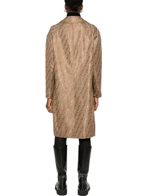 Fendi Ff-printed Coat - Neutrals
