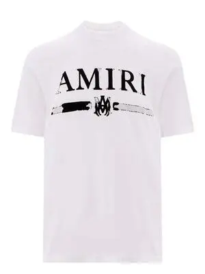 Amiri Ma Bar Applique Logo Tee Shirt - White/black