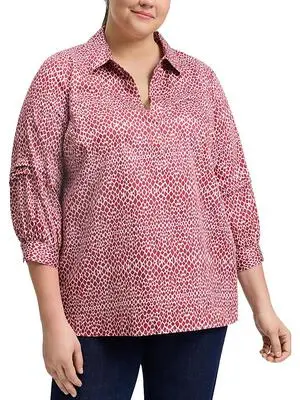 Foxcroft Frankie Popover Top - Ruby Red
