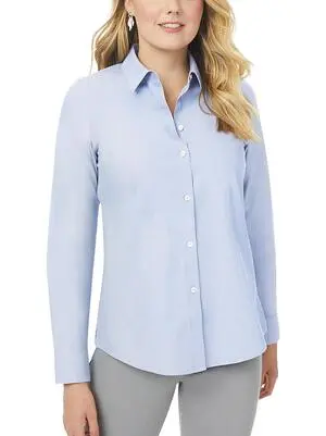 Foxcroft Foxcroft Plus Dianna Long Sleeve Shirt Blue Wave