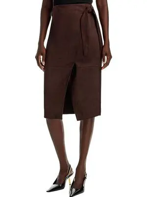Elie Tahari Danica Faux Suede Skirt - Bistro Brown