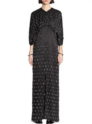 LANVIN Long Embroidered Dress - Black