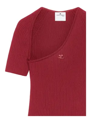 COURREGES Mini Slash Rib-knit Dress - Red