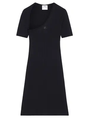 COURREGES Slash Ribbed Knit Dress - Black