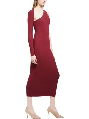 COURREGES Slash Ribbed Knit Dress - Red
