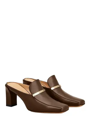 TOD'S Logo-plaque Leather Mules - Brown