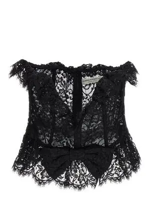 Alessandra Rich Lace Bustier Top - Black