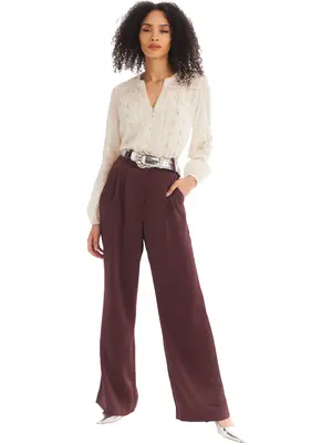 Allison Joan Satin Pants - Brown