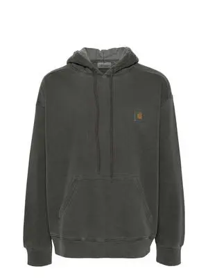 Carhartt Logo Patch Cotton Hoodie - Charcoal Grey