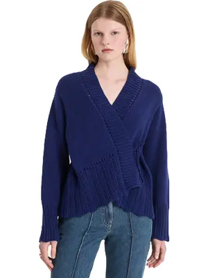 Merlette Merlette Nexilis Pointelle Wrap Cardigan Cobalt