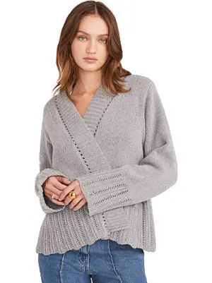Merlette Merlette Nexilis Pointelle Wrap Cardigan Stone