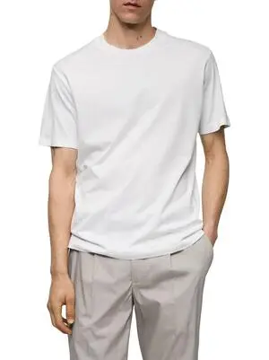Mango Slim Fit Cotton T-shirt - White