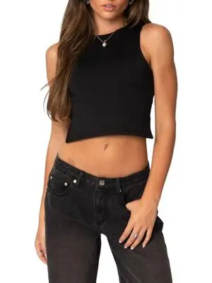 EDIKTED Jen Cutout Back Crop Tank - Black