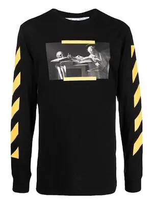 Off-White Carav Painting Long Sleeve Tee Shirt - Black