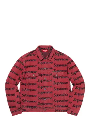 Supreme Frayed Logos Denim Trucker Jacket - Red