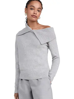 Naadam Cashmere Collared Asymmetrical Sweater - Cement