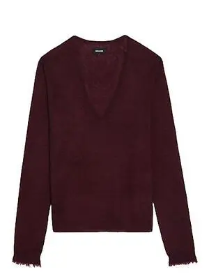 Zadig&Voltaire Rivy Embroidered Cashmere Jumper - Burgundy