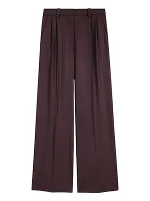Maje Straight-Leg High-Rise Woven Trousers Bruns