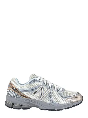 NEW BALANCE 860v2 Brand-Embroidered Mesh Low-Top Trainers White Silver Gold