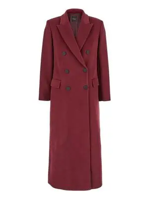 PLAIN Long Double-breasted Coat - Red