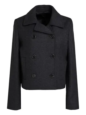 Theory Double-breasted Wool-blend Felt Coat - Anthracite