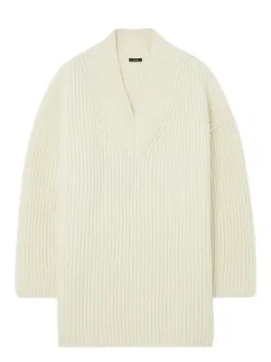 JOSEPH Ribbed Merino Wool Sweater - Ivory