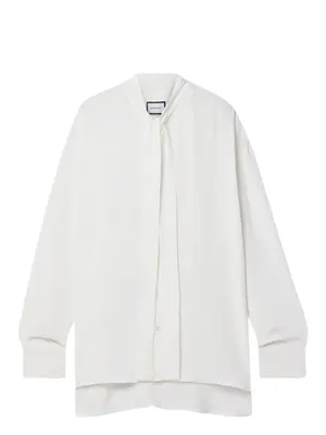 BEARE PARK Beare Park Oversized Tieneck Silk-Crepe Blouse Ivory