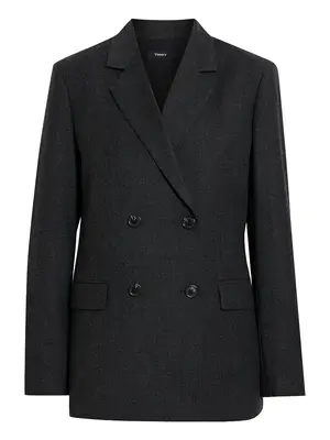 Theory Theory Double-Breasted Wool-Felt Blazer Charcoal