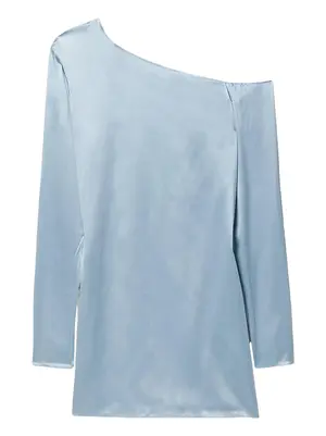 BEARE PARK One-shoulder Silk-satin Top - Sky Blue
