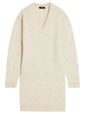 Theory Donegal Wool And Cashmere-blend Mini Dress - Ivory