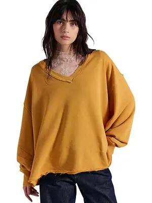 Free People We The Free Venice V-neck Sweatshirt - Golden Yellow