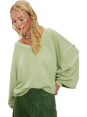 Free People We The Free Venice V-Neck Sweatshirt Soft Moss