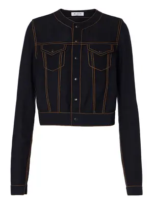 Alaïa Fluid Cropped Wool-blend Jacket - Blue