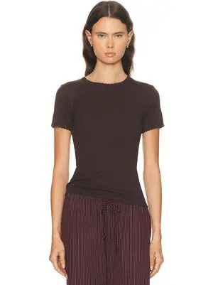 LESET Pointelle Slim Fit Tee - Choco