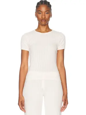 LESET Pointelle Slim Fit Tee Pink