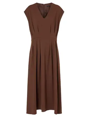 JOSEPH Pleated Cady Midi Dress - Brown